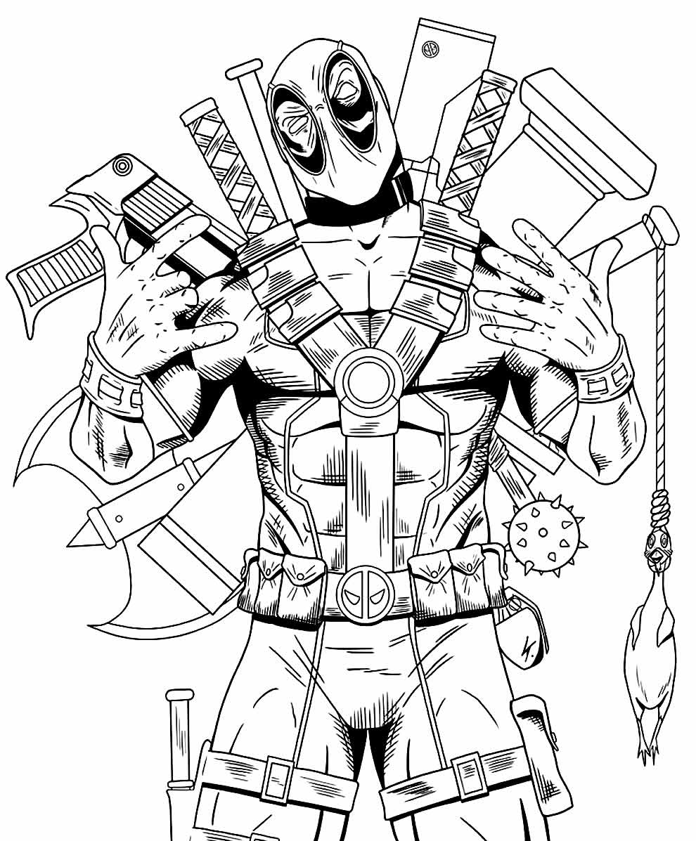 Desenhos do Deadpool para colorir - Bora Colorir