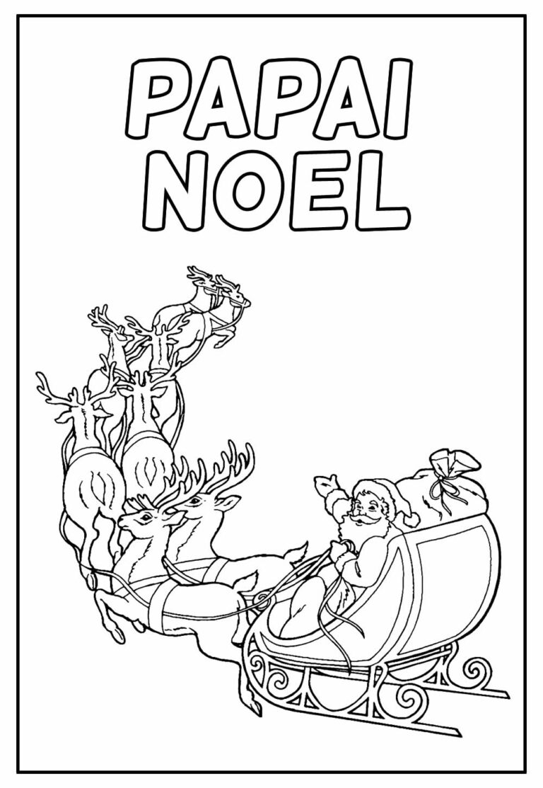 Desenhos do Papai Noel de Trenó para colorir - Bora Colorir
