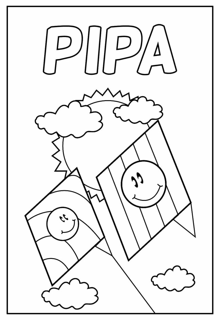 Desenhos de Pipa para colorir - Bora Colorir