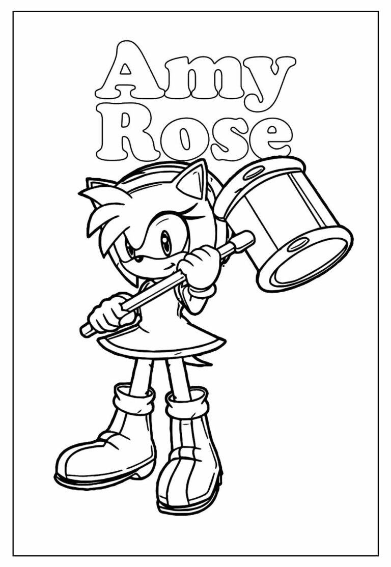 Desenhos da Amy Rose para colorir - Bora Colorir