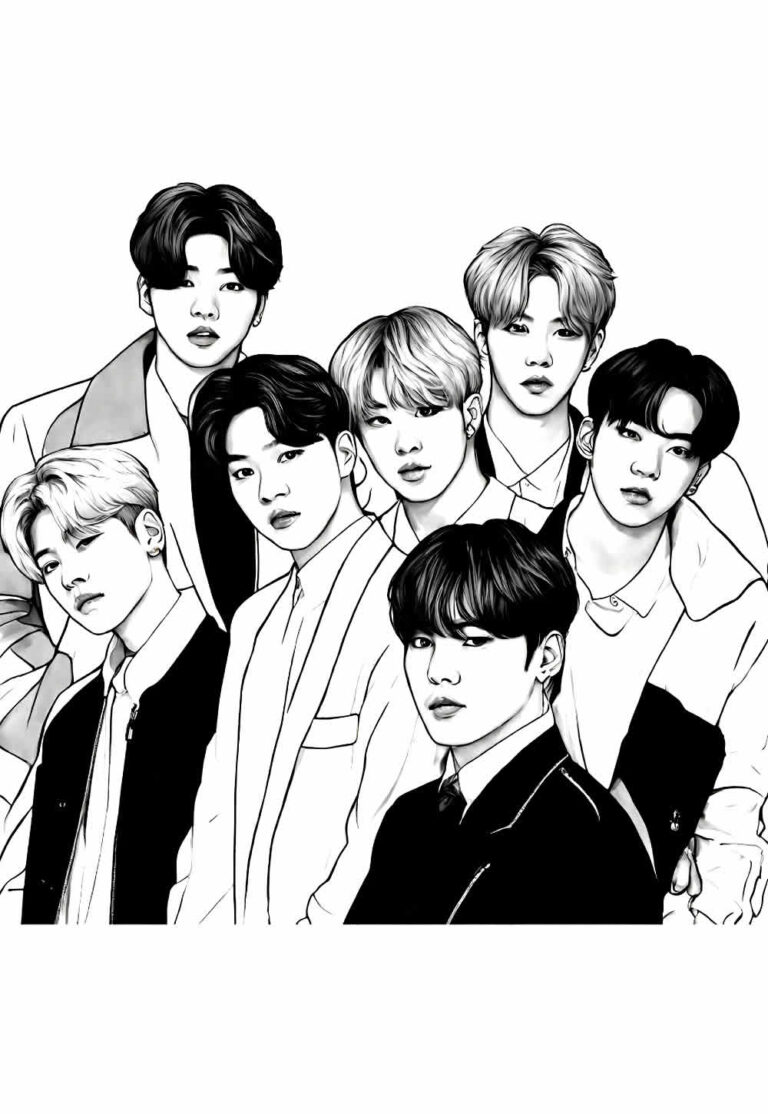 Desenhos do BTS para colorir - Bora Colorir