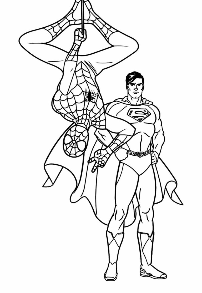 Desenhos do Super-Homem e Homem-Aranha para colorir - Bora Colorir