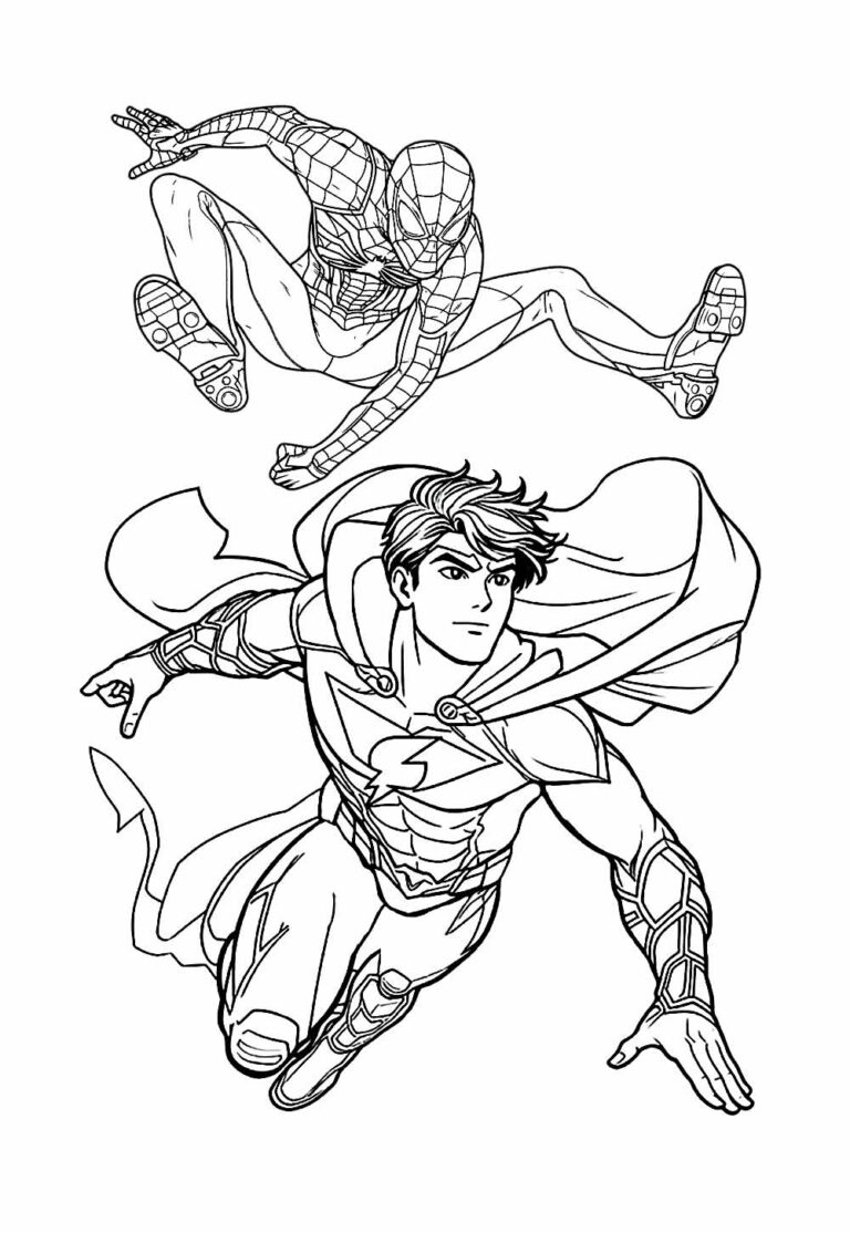 Desenhos do Super-Homem e Homem-Aranha para colorir - Bora Colorir