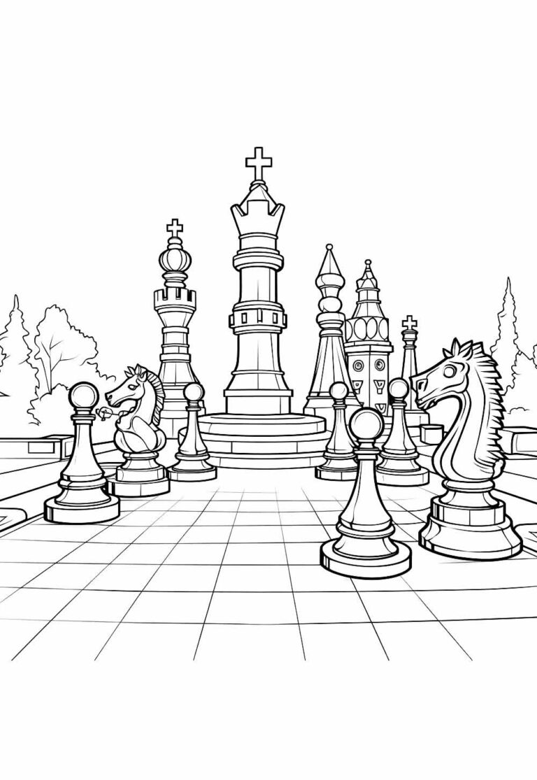 Desenhos de Xadrez para colorir - Bora Colorir