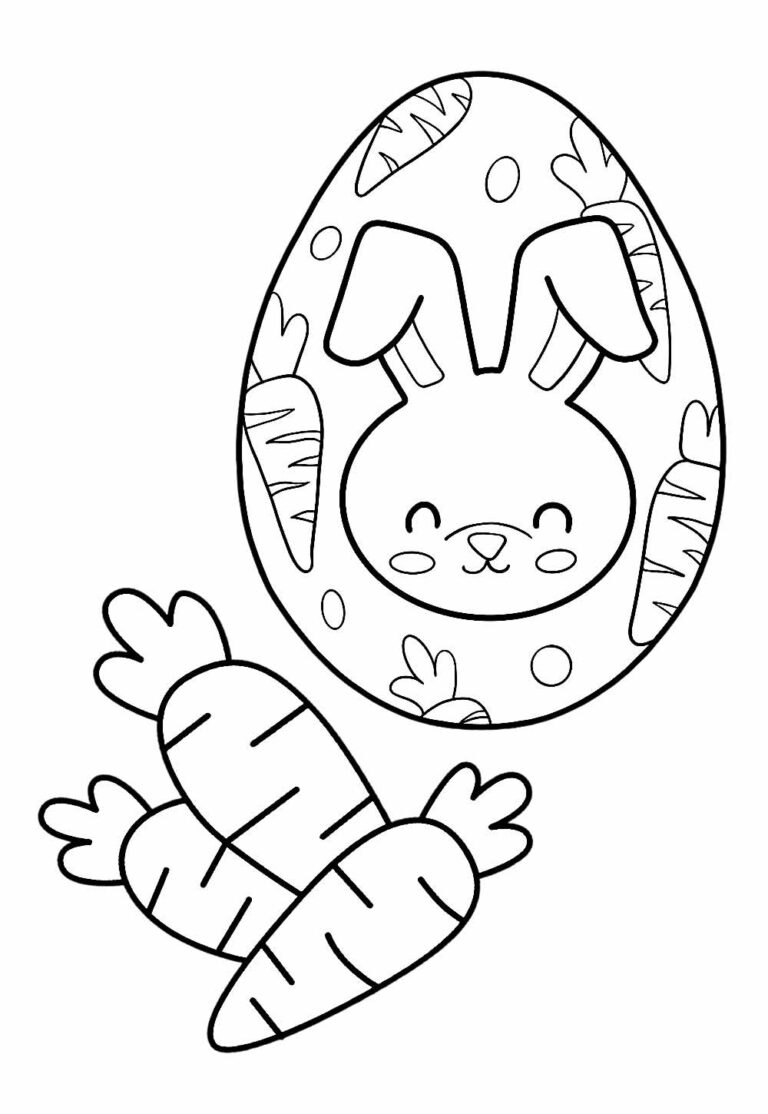 Desenhos de Coelhinhos, Cenouras e Ovos de Páscoa - Bora Colorir