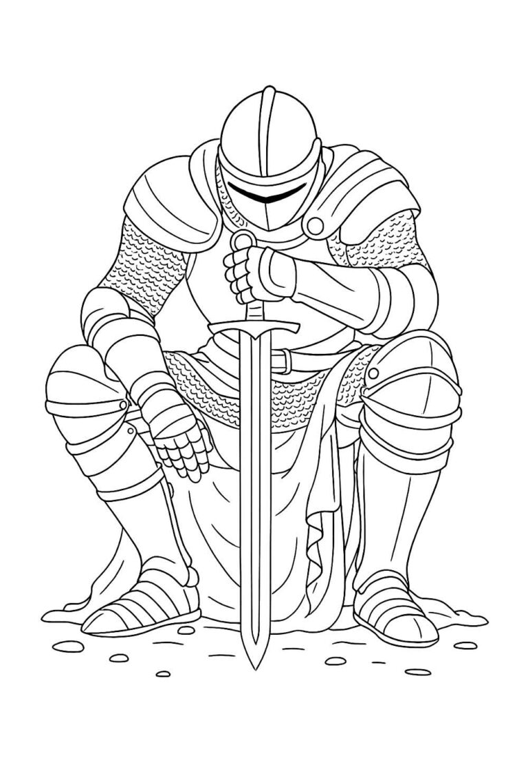 Desenhos de Cavaleiro Medieval para colorir - Bora Colorir